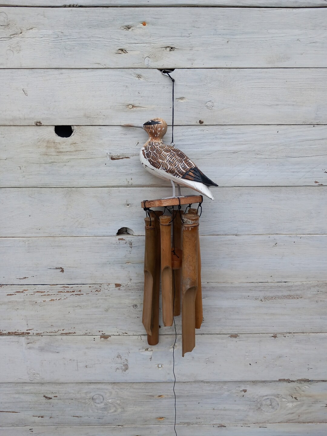 Sandpiper Bird Bamboo Wind Chime Wooden Bamboo and Coconut Carved ...