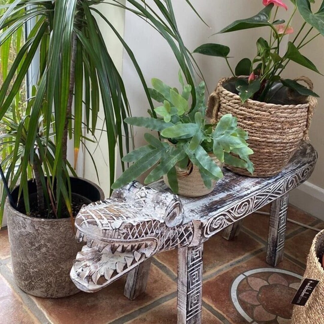 Crocodile Side Table Rustic Handcrafted Table for Drinks or Plants ...