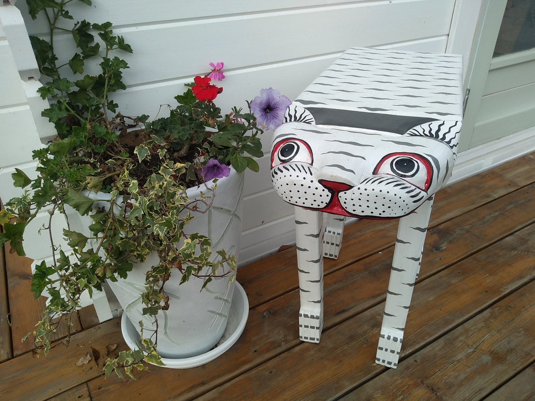 Cat Coffee Table Hand Carved Gift Unique Design White Fair - Etsy