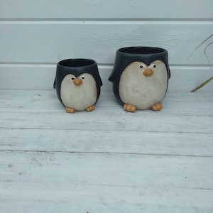 Penguin Plant Pots Penguin Design Pair Two Penguin Flower Plant Pots ...