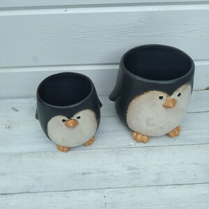 Penguin Plant Pots Penguin Design Pair Two Penguin Flower Plant Pots ...