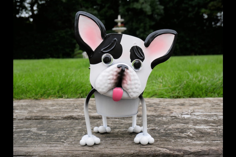 Puppy Dog Planter Garden Pot Planted Metallic Garden Ornament Figurine ...