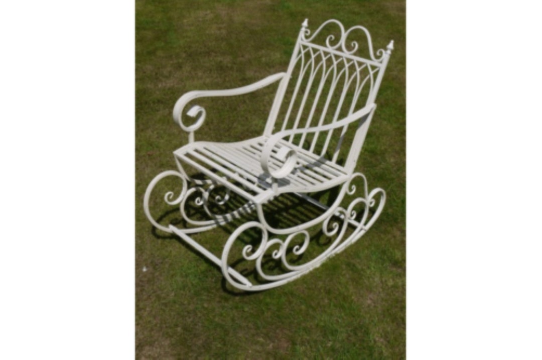 Rocking Garden Chair Antique Cream Metal French Country Shabby Chic ...