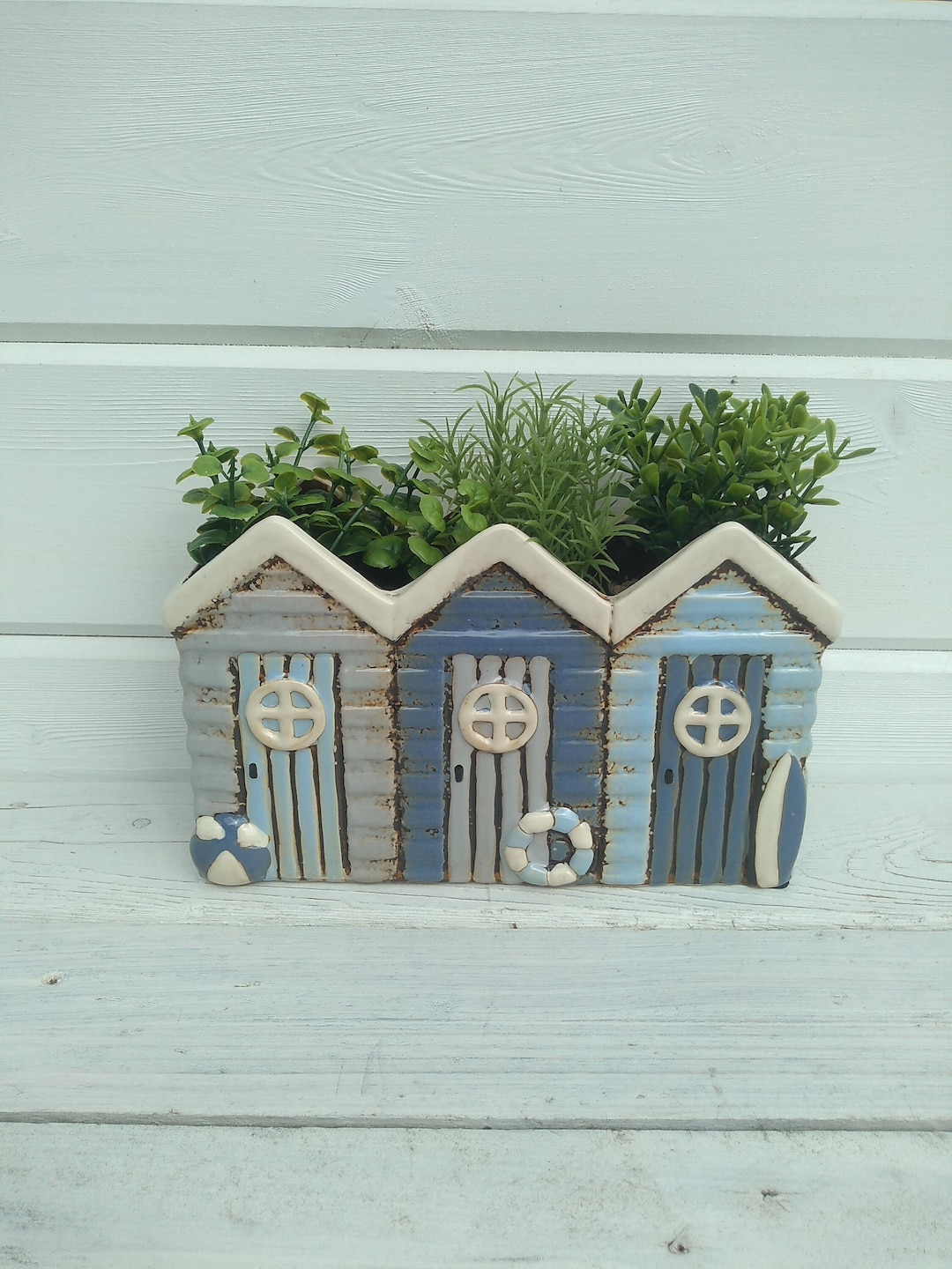 Pot Planter Beach Hut Ceramic Pot Planter - Etsy