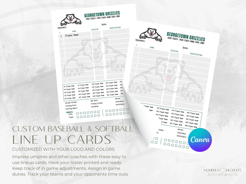 Fastpitch Softball Baseball Line up Cards | Customizable Canva ...
