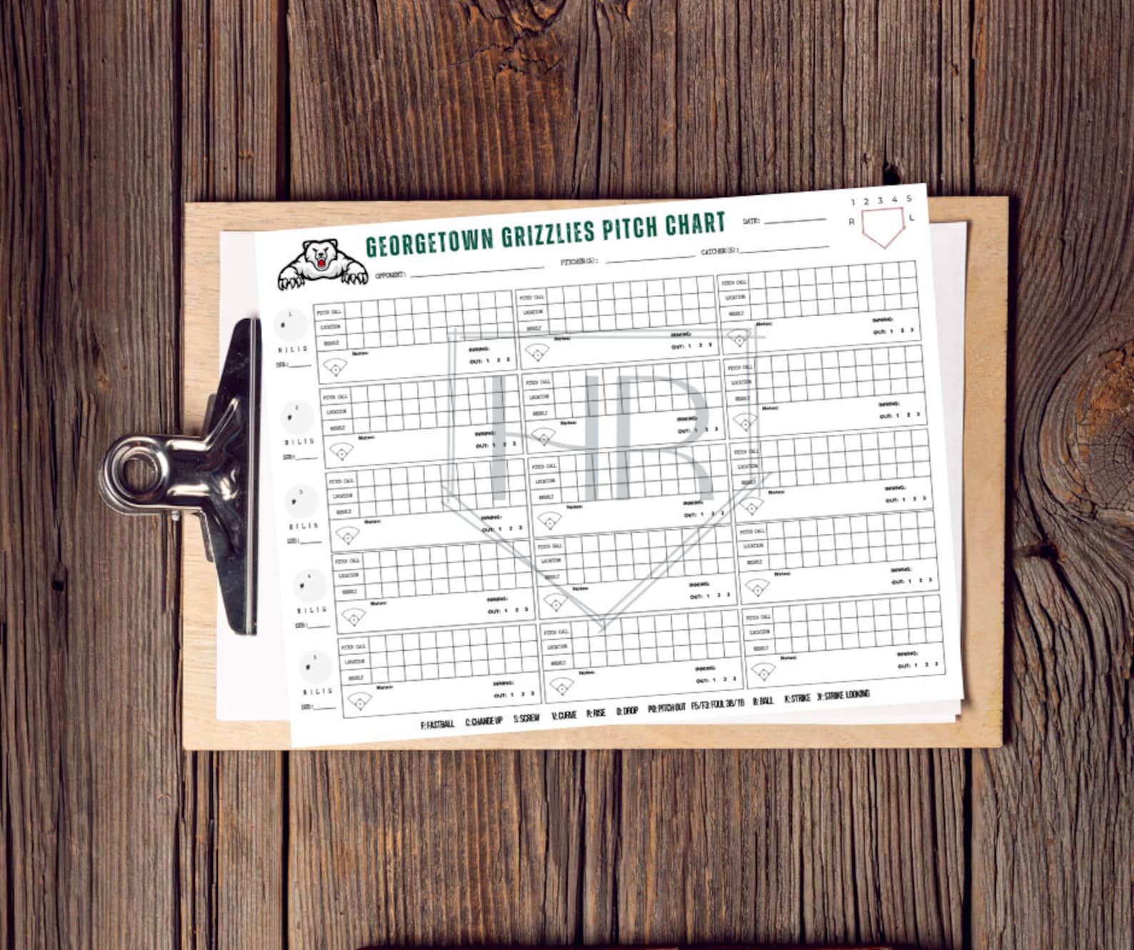 Fastpitch Softball Baseball Coaches Tools Pitch Chart and Lineup Card ...