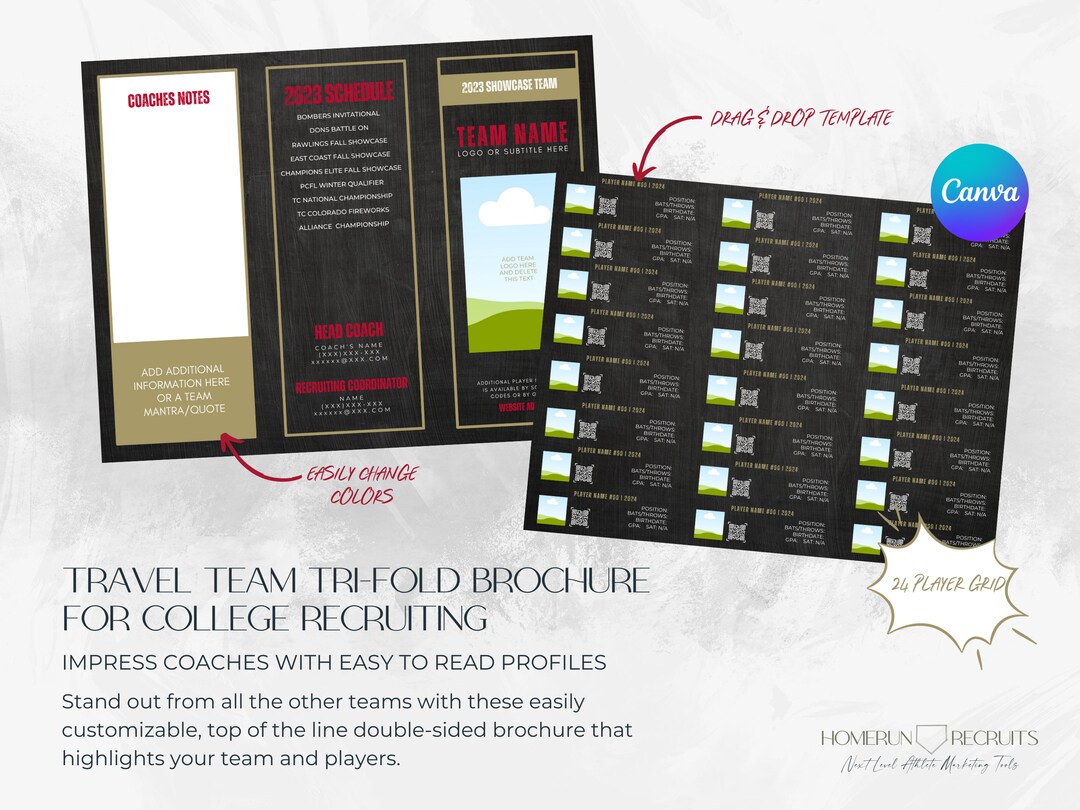Team Recruiting Profile Sheet: 24 Player Tri-fold Brochure (canva ...