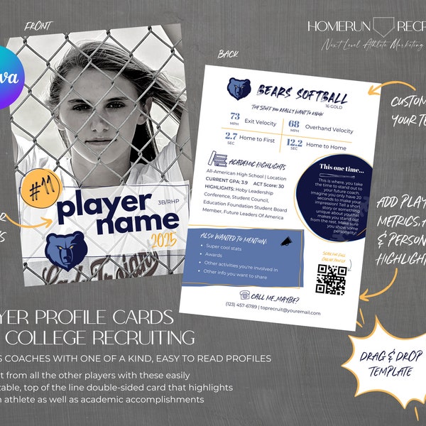 Softball Player Profile Template - Etsy