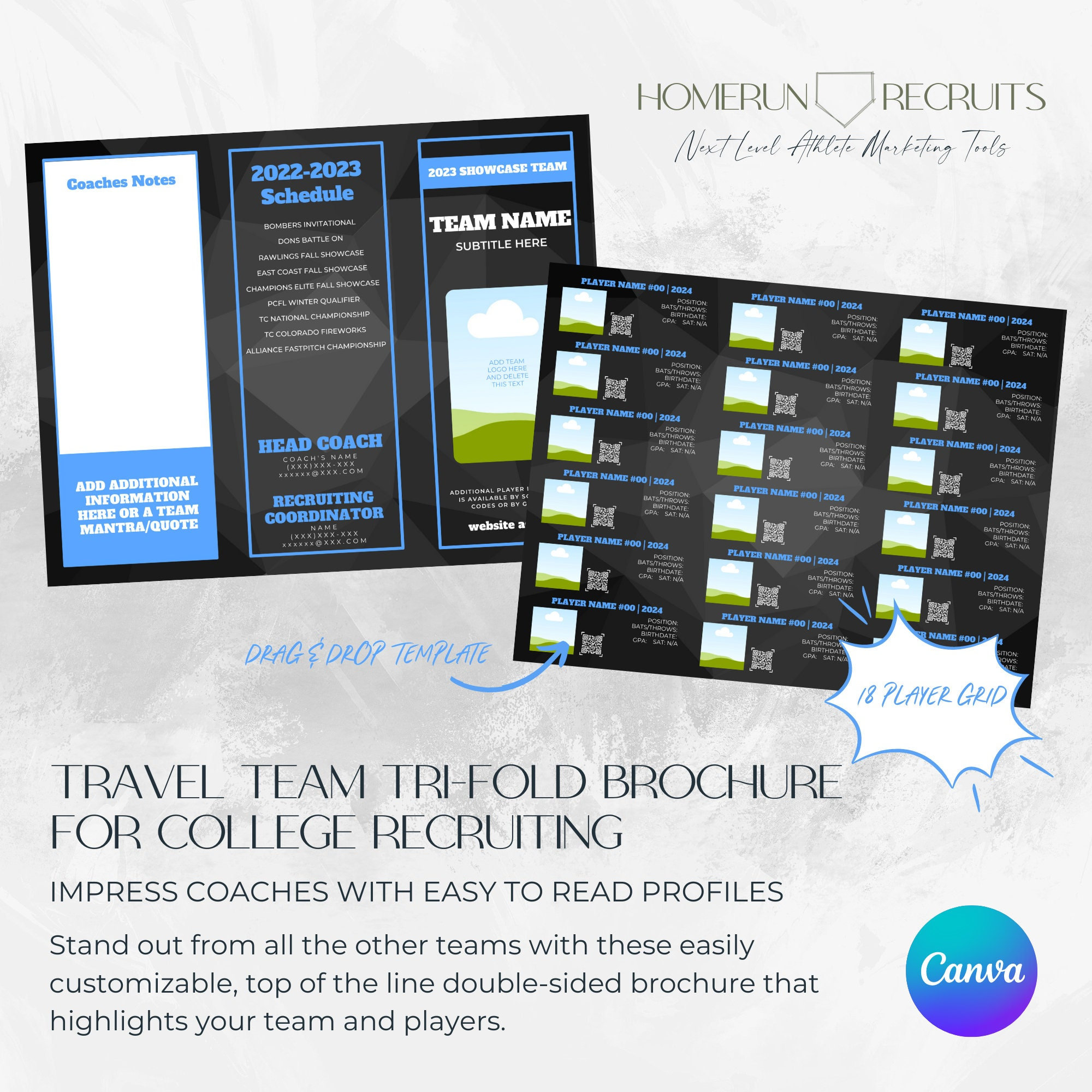 Sports Resume Team 18 Player Profile College Recruiting Sheet Tri-fold ...