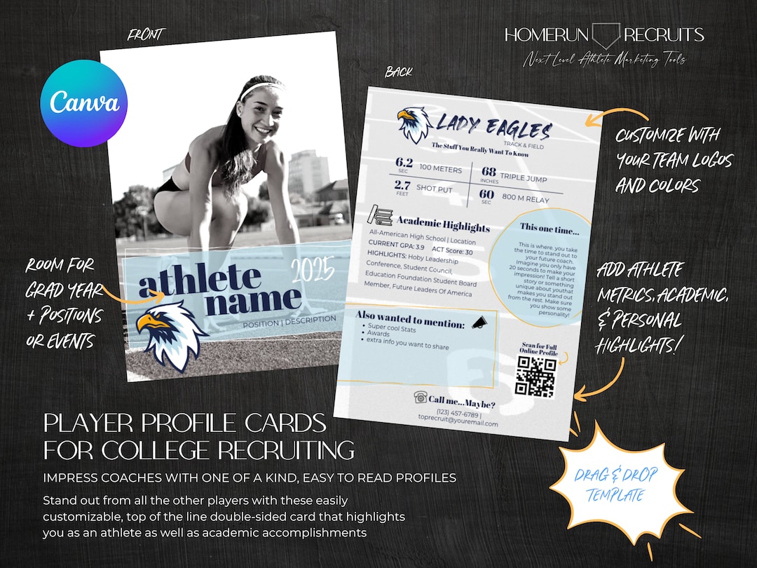 College Recruiting Player Profile Postcard: Track & Field Template ...