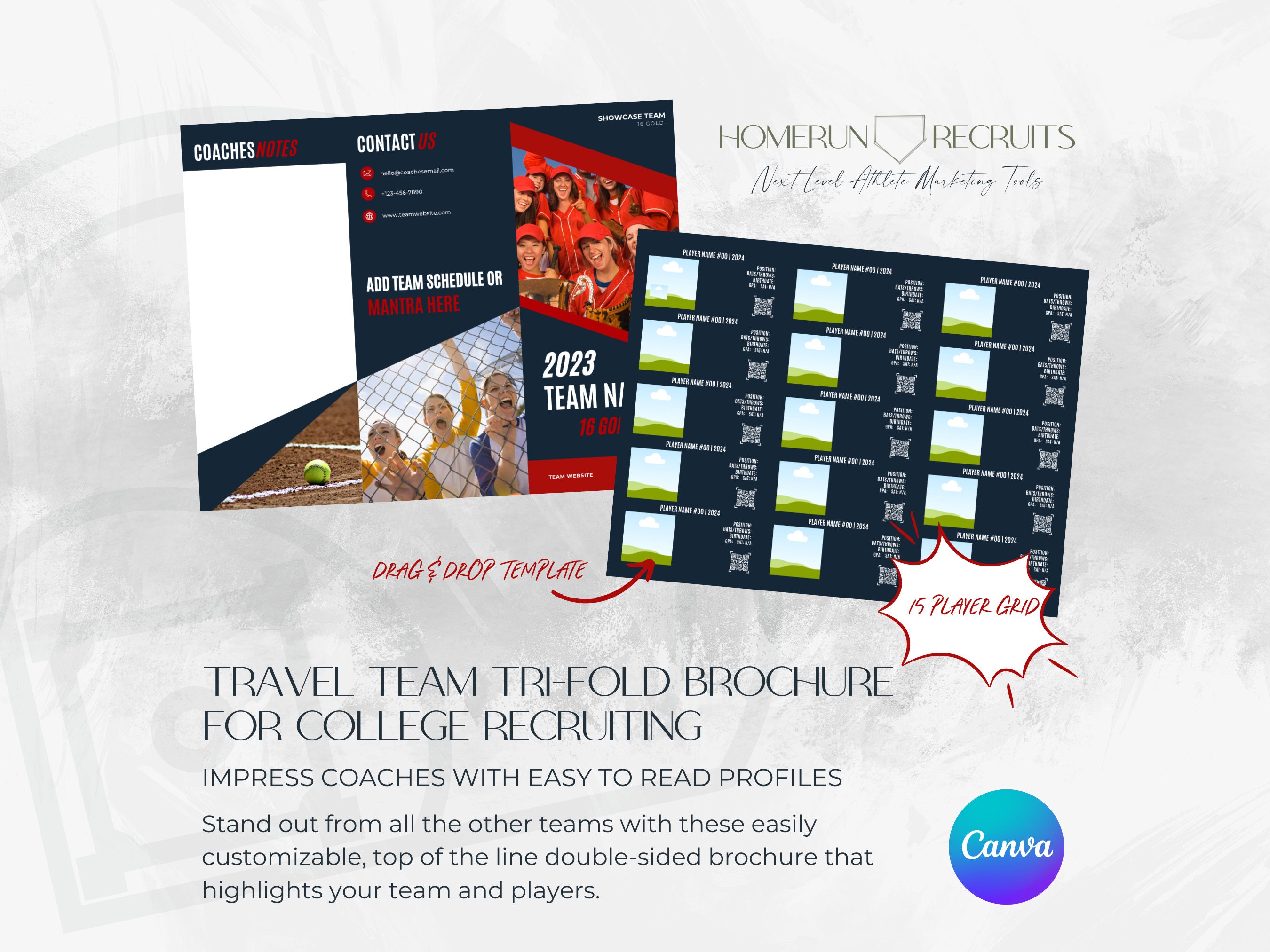 Sports Resume Team or Player Profile College Recruiting Sheet Trifold ...