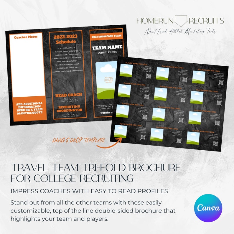 Sports Resume Team 12 Player Profile College Recruiting Sheet Tri-fold ...