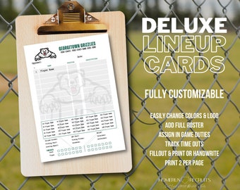 Fastpitch Softball Baseball Line up Cards Customizable Canva Printable ...
