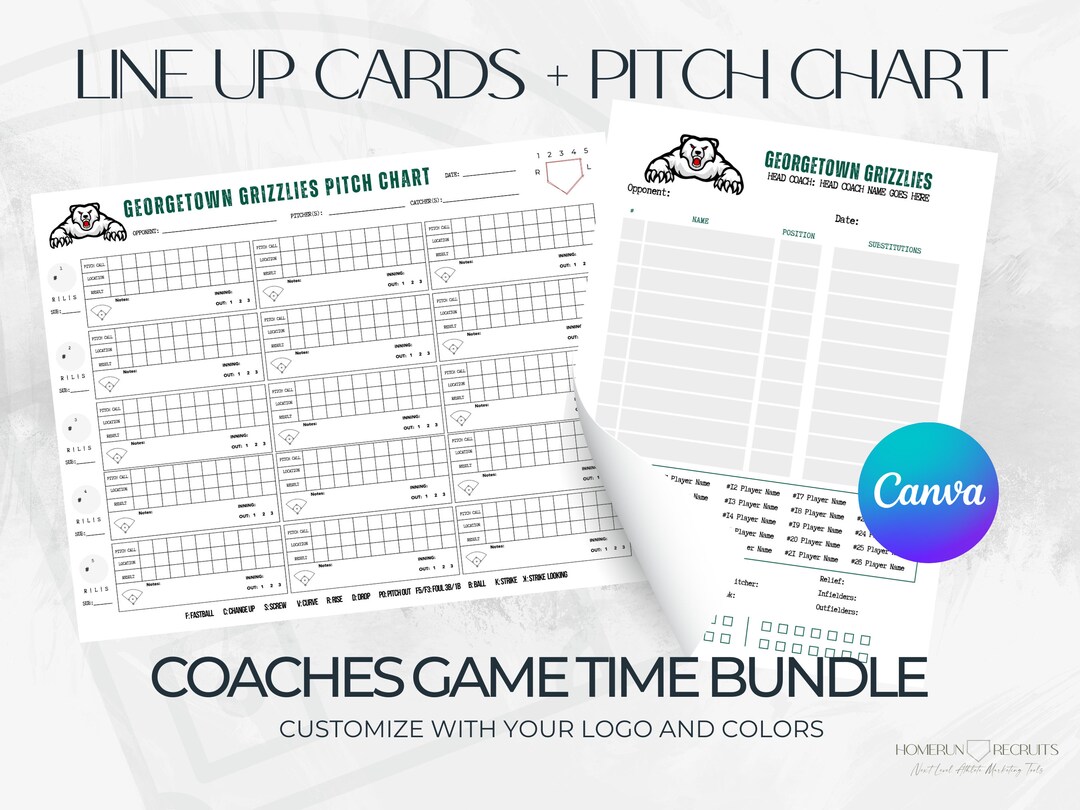 Fastpitch Softball Baseball Coaches Tools Pitch Chart and Lineup Card ...