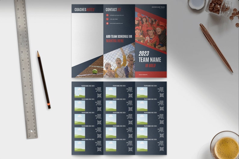 Sports Resume Team or Player Profile College Recruiting Sheet Trifold ...