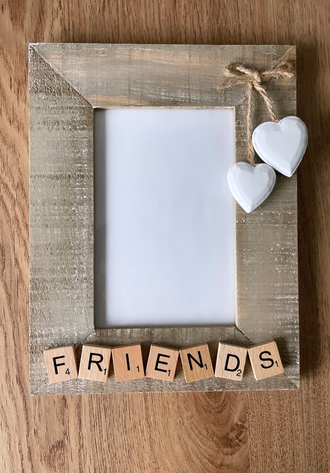 Rustic Friends Frame for 6 X 4 Photo / Frame With Hearts / Scrabble ...