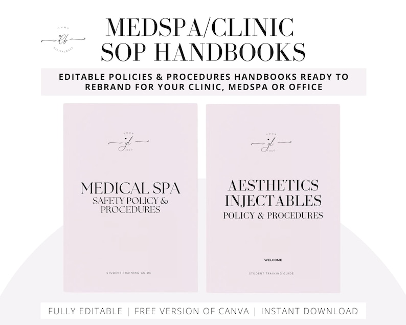Medspa Clinic Policy Handbook, Aesthetic Injectables SOP (editable ...