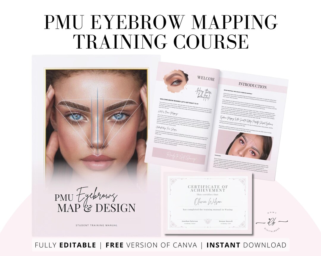PMU Brow Mapping & Eyebrow Design Student Workbook, Tutorial, PMU Student Practice, Microblading ...