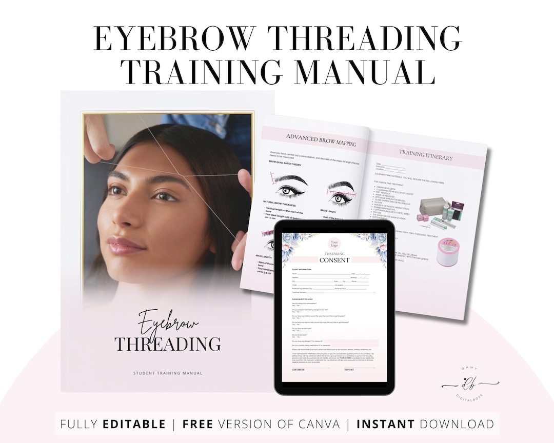 Brow THREADING Editable Training Manual, Eyebrow Threading Student ...