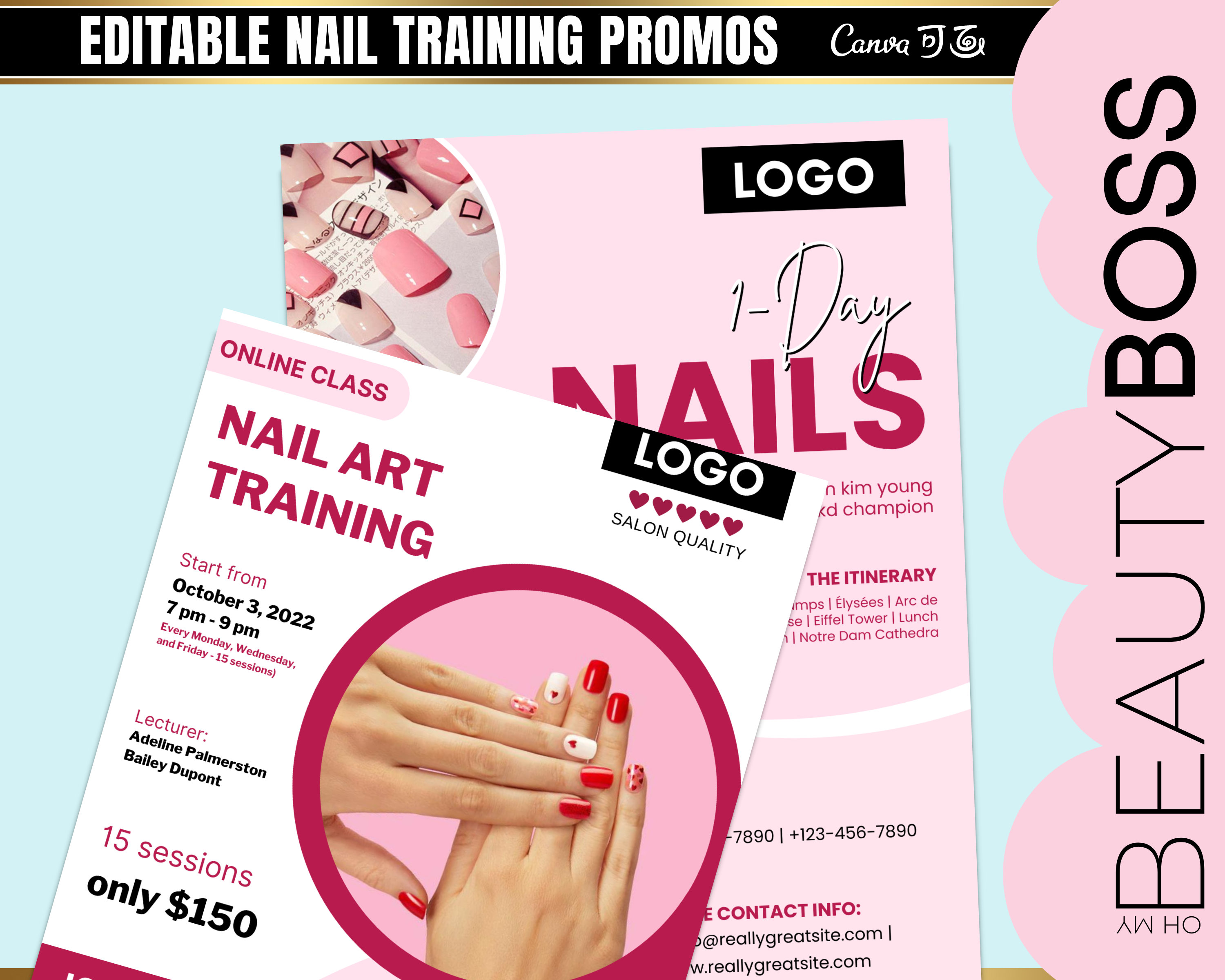 Nail Training Flyer Templates, Nail Tech Class, Salon Ads Poster, Stick ...