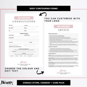 Body Contouring Consultation Forms, Consent Forms, Intake, Waiver ...