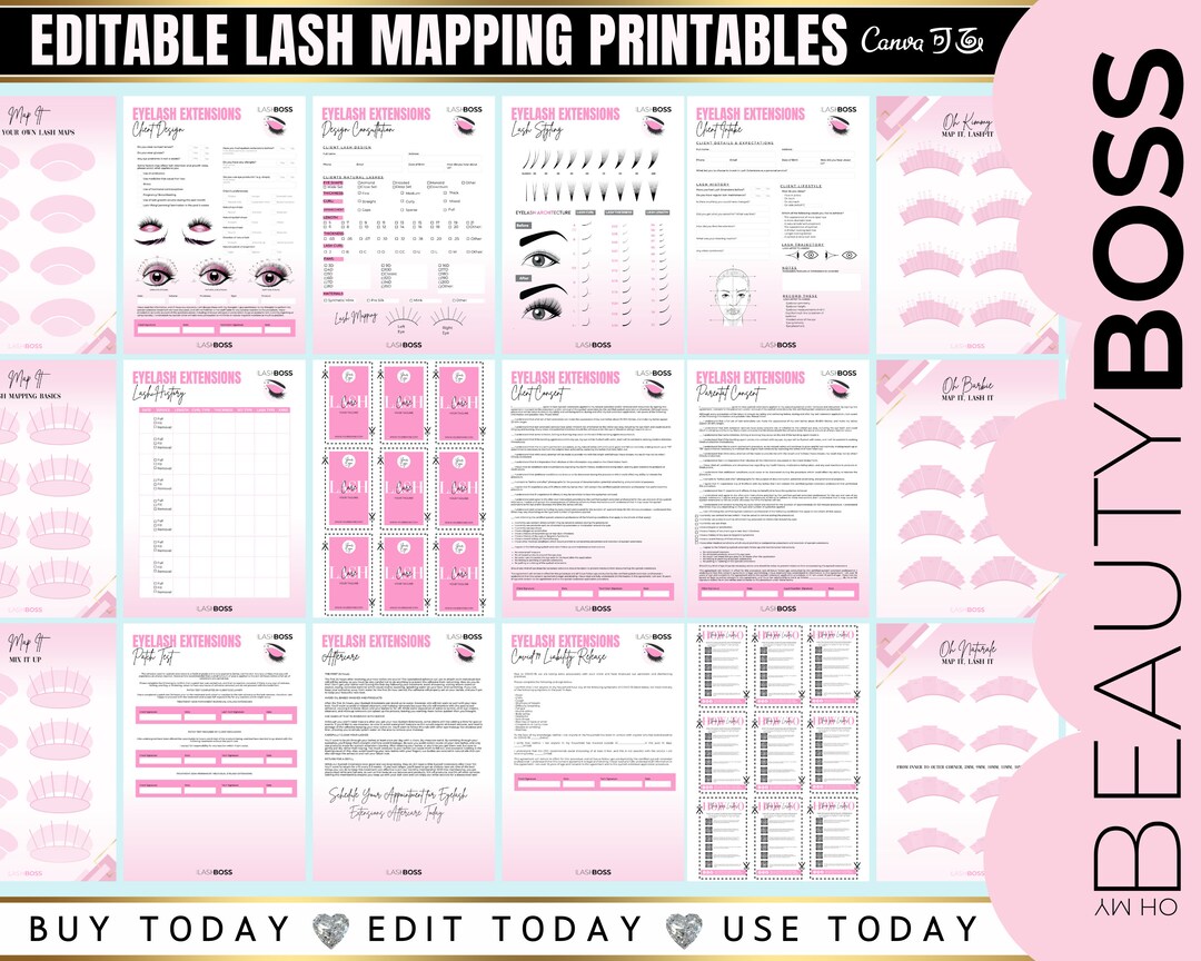 Eyelash Extension Client Documents, Client Consent Forms, Intake Eyelash Forms, Client Intake ...