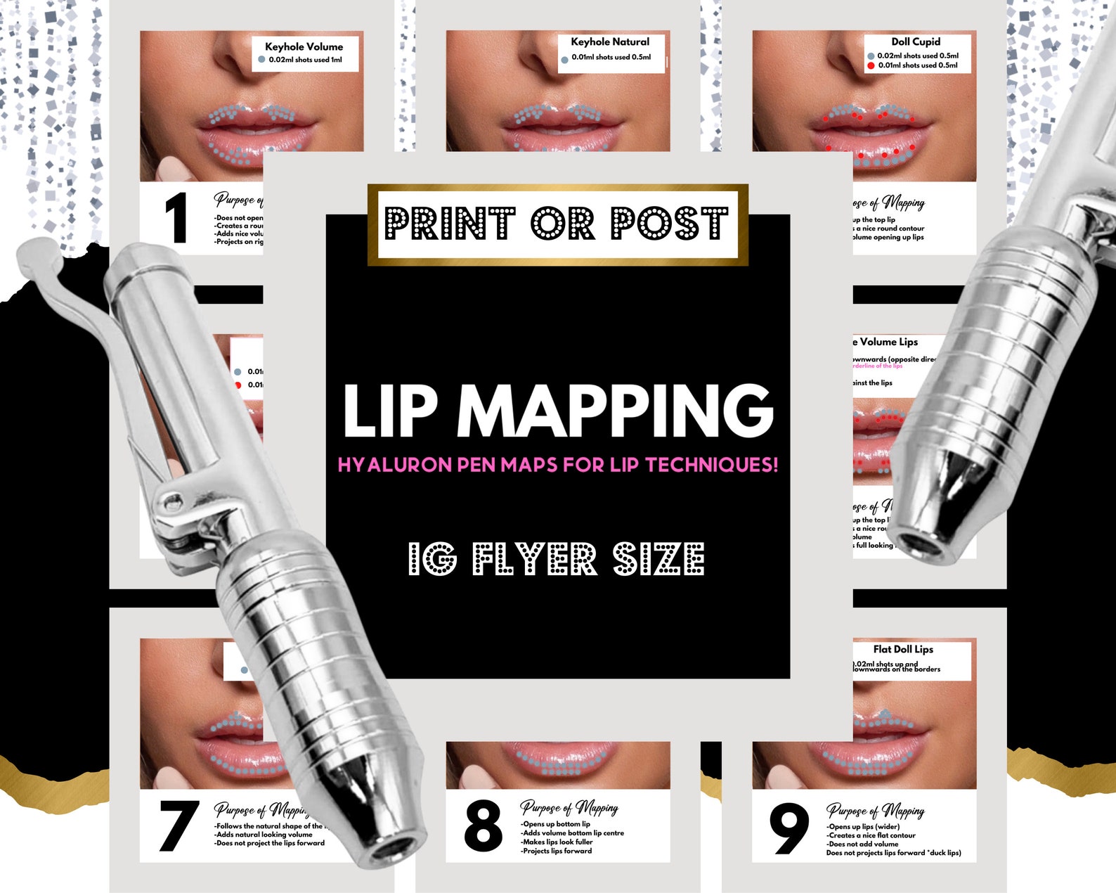 Hyaluron Pen Lip Maps Lip Mapping Guides Techniques Russian - Etsy Israel