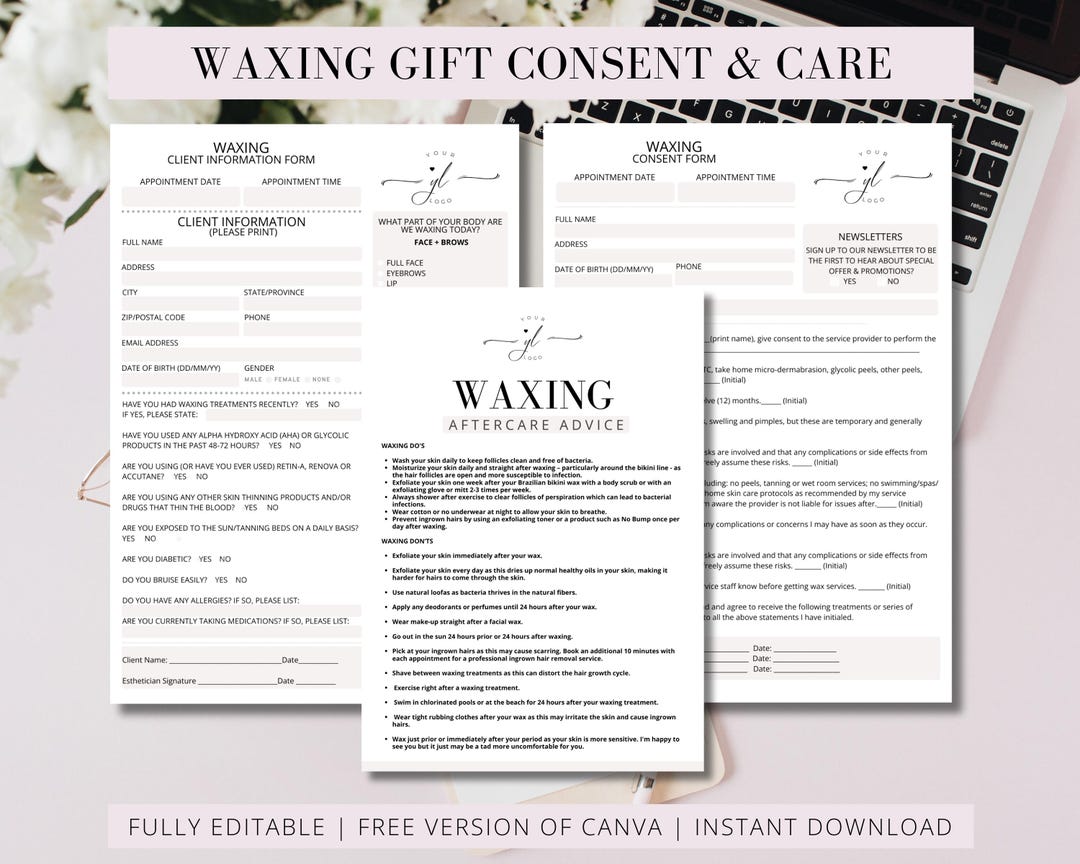 Waxing Consent Forms, Waxing Consultation Forms Template, Waxing Client ...
