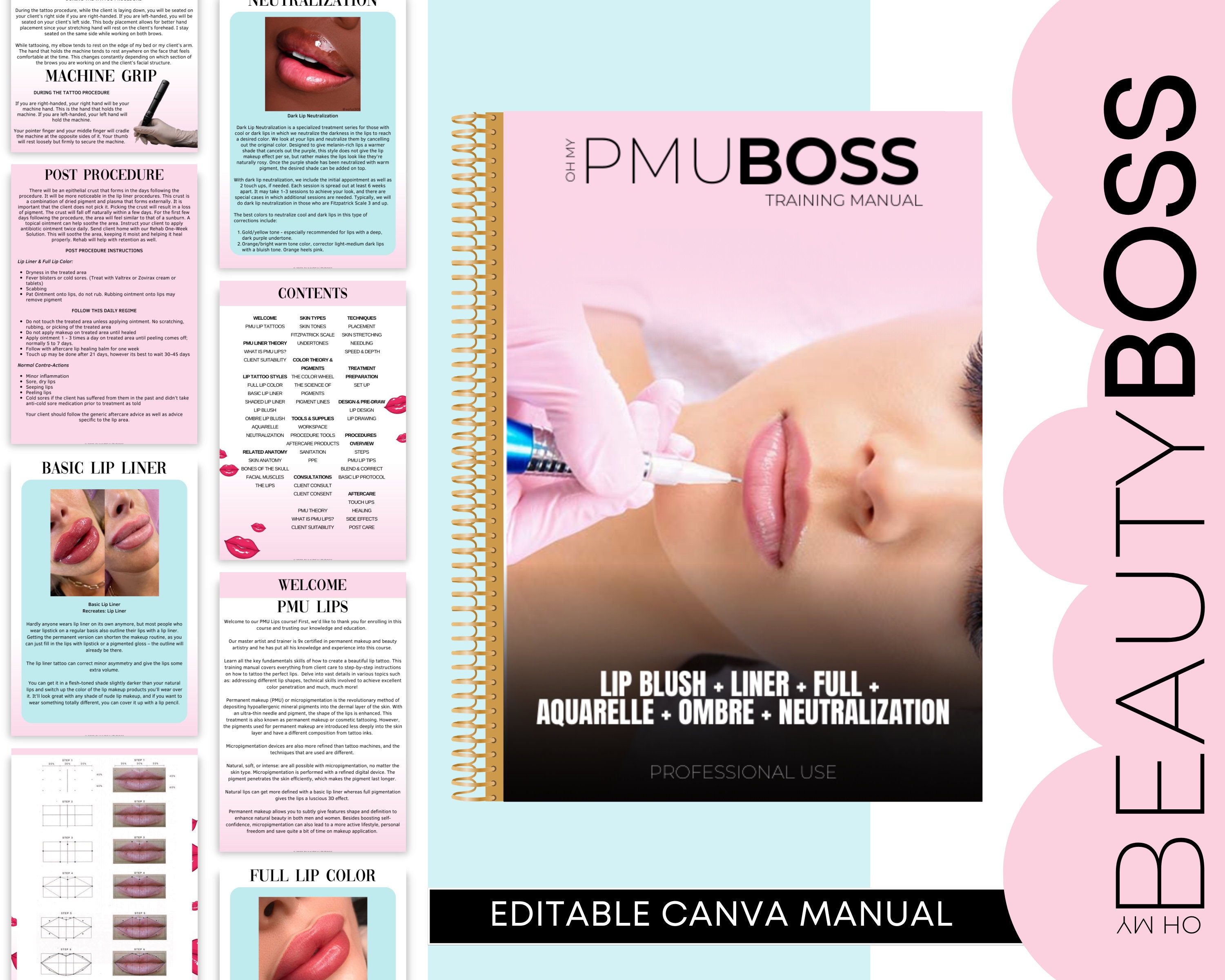 PMU Lip Blushing Training Manual, Lip Tattoo Training Guide, Lip Blush ...