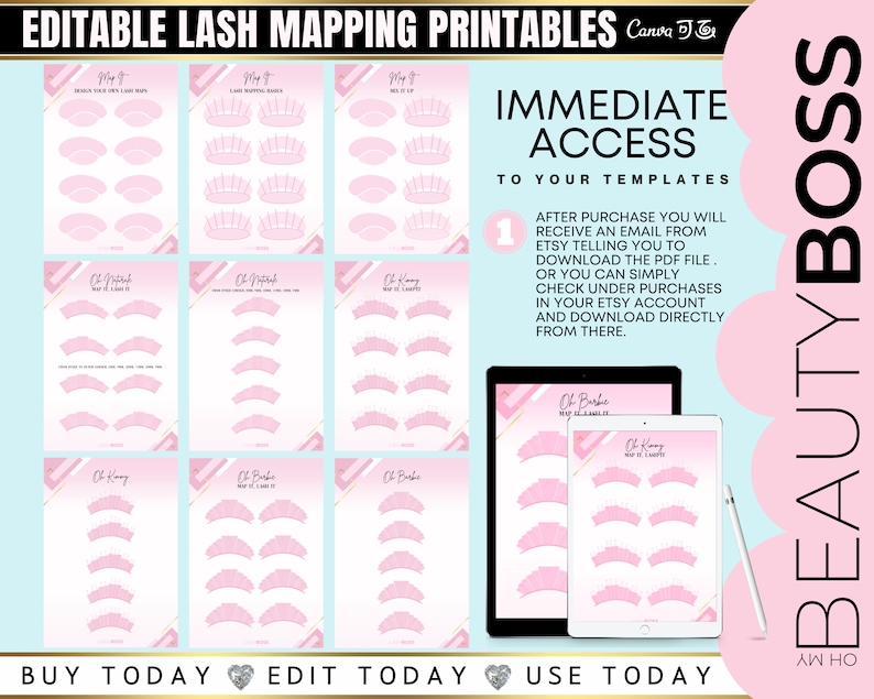 Lash Maps Editable & Printable Simple Lash Map Practice for - Etsy