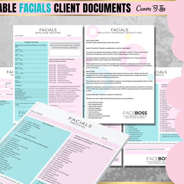 Esthetician Client Record Cards - Etsy