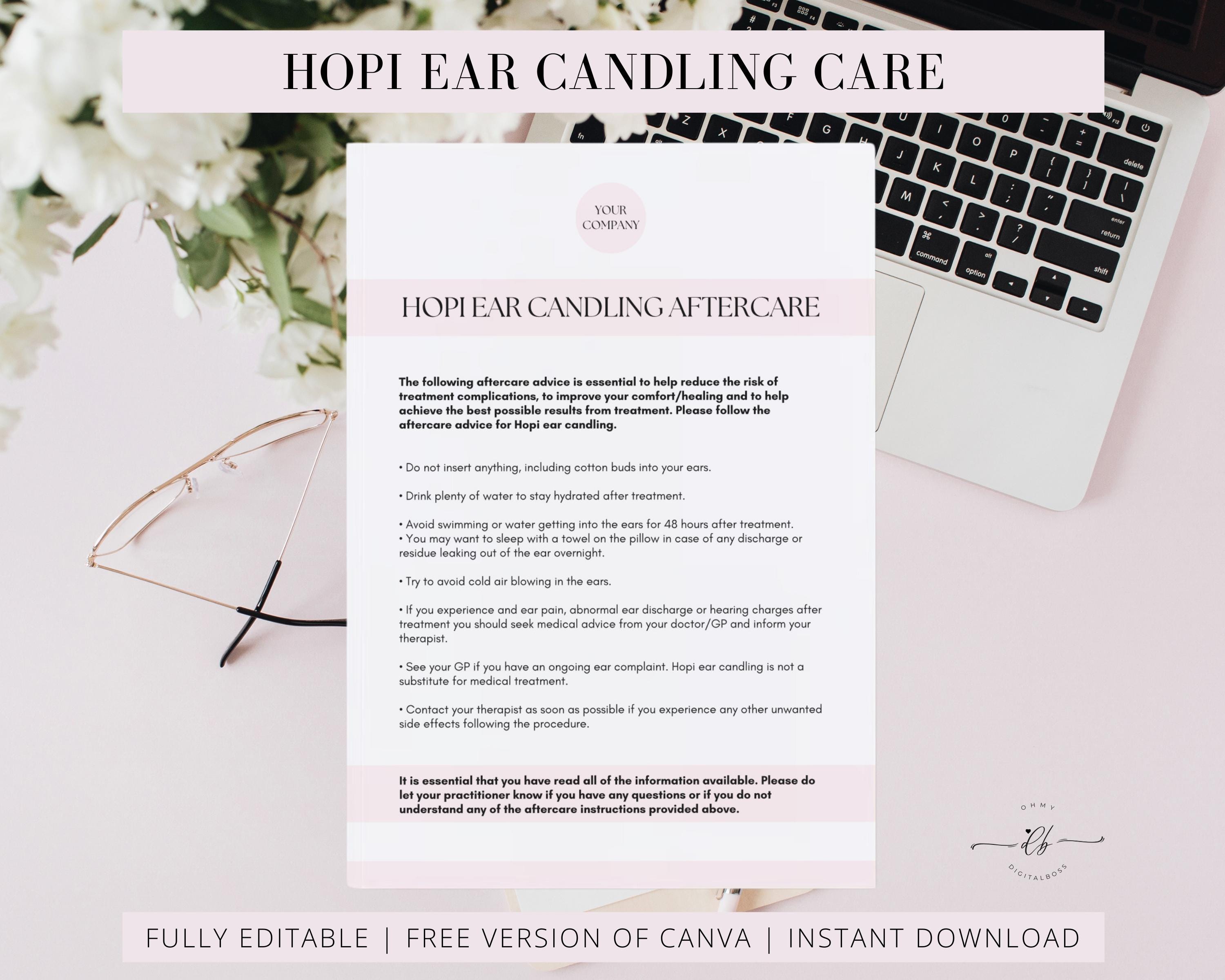 Hopi Ear Candling Aftercare Form, Editable Template, Edit in Canva - Etsy