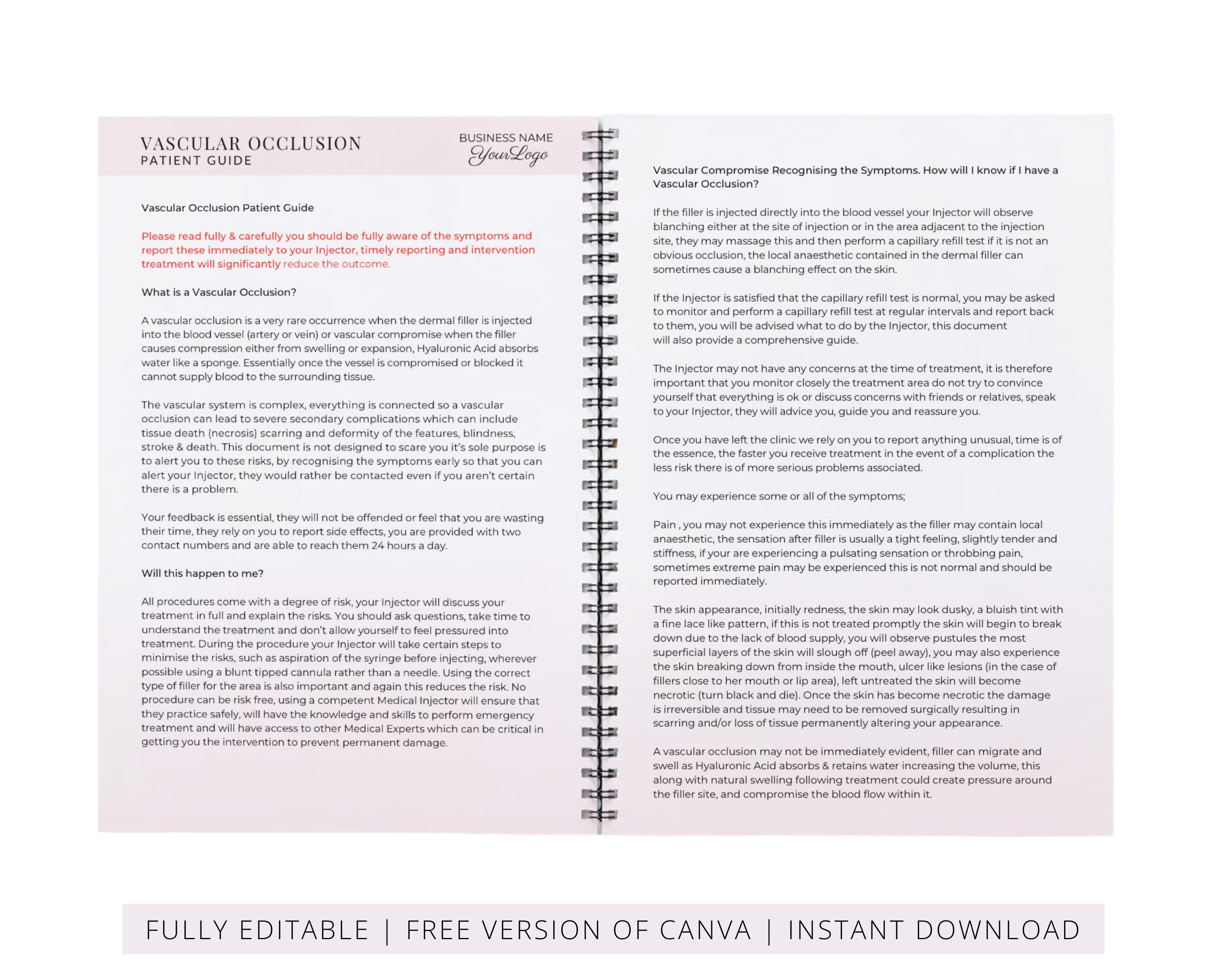 Vascular Occlusion Patient Guide, Aesthetics Nurse Injector Resource ...