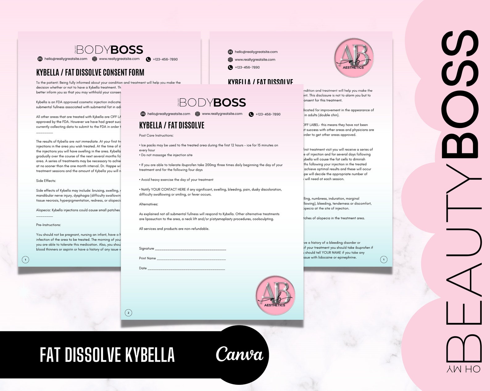 Kybella Consent Form, Simple Consent Form, Fat Dissolve, Nurse Injector ...
