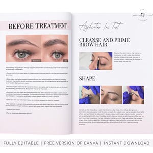 Eyebrow Treatments Editable Training Manuals, Brow Lamination, Eyebrow Waxing, Tinting, Henna ...
