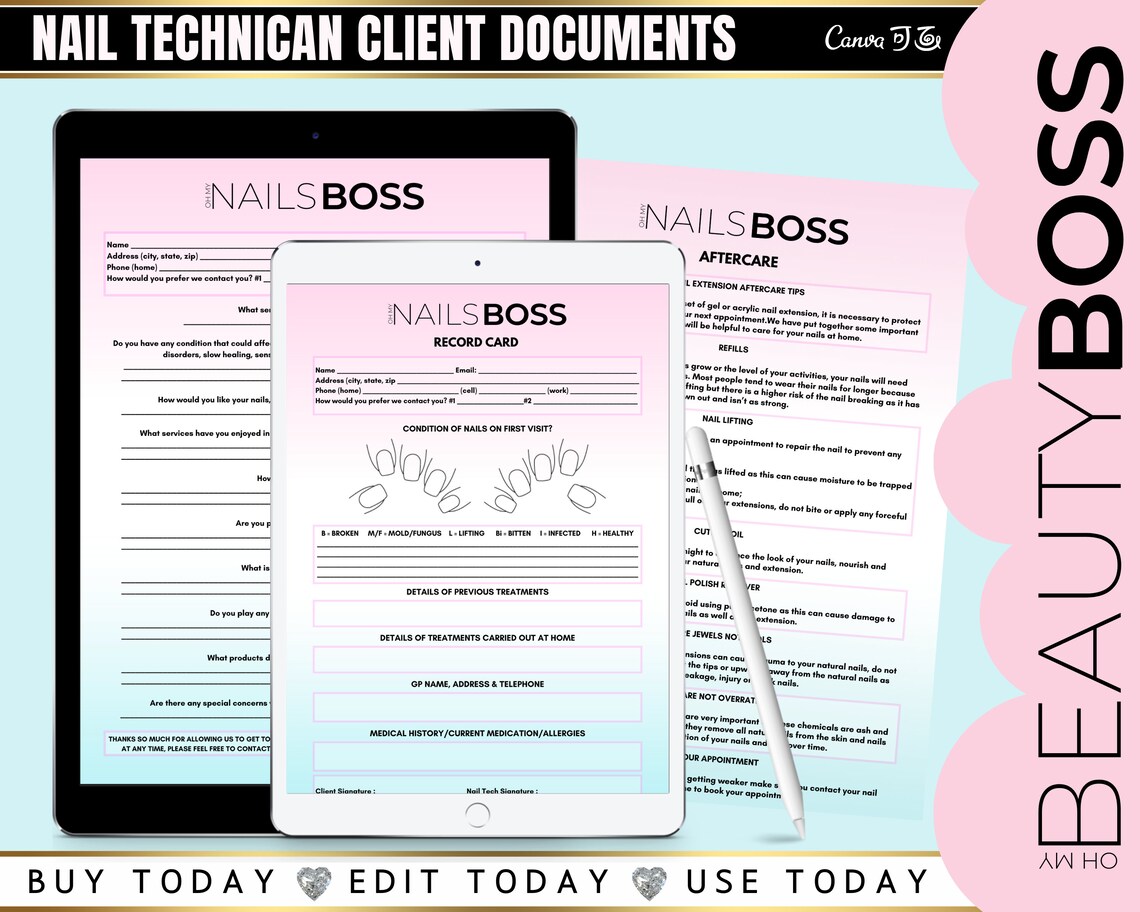 Nail Tech Client Consent Forms, Client Consultation Forms, Beauty Forms, Digital Download, Nail ...