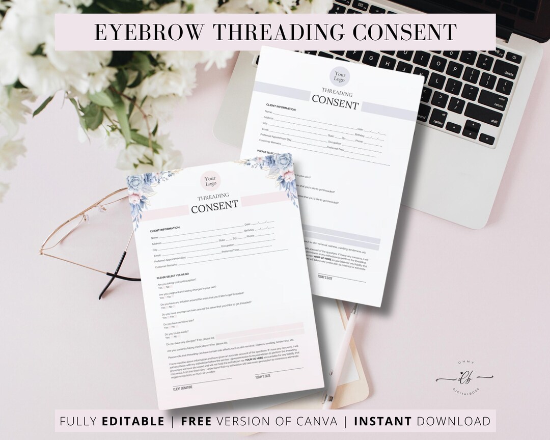 Brow Threading Forms, Eyebrow Threading, Brow Treatments Consent ...
