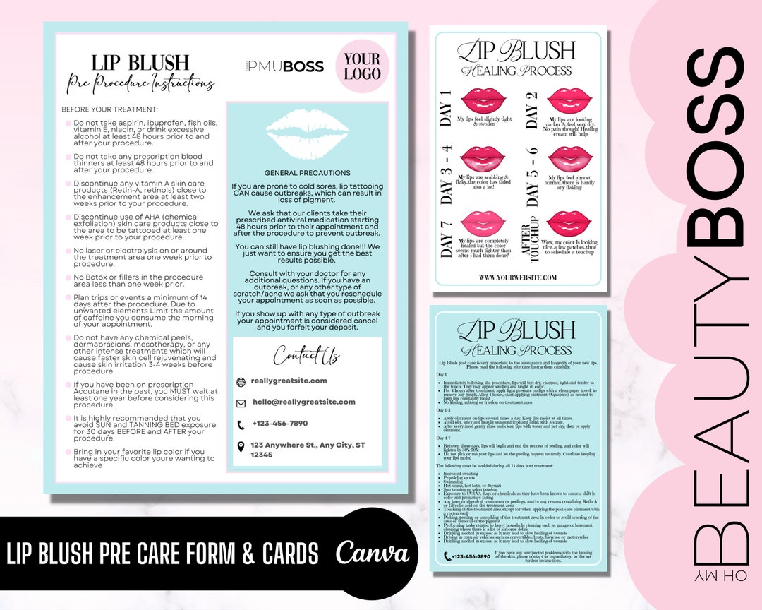 LIP BLUSH Aftercare & Pre Procedure Care Combination, Lip Tattoo ...