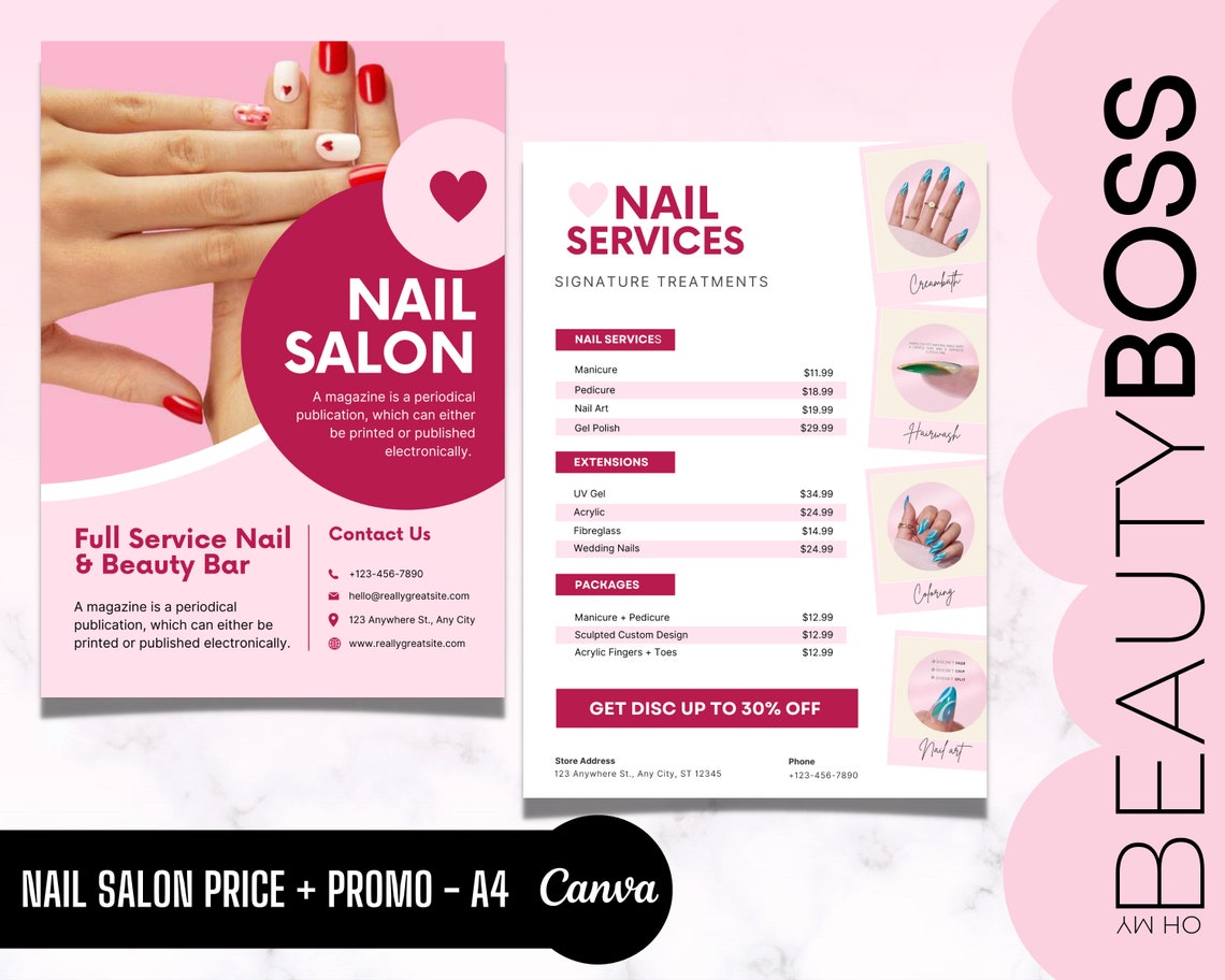 Nail Flyer Templates, Editable Printable, Nail Tech, Salon Ads Poster ...