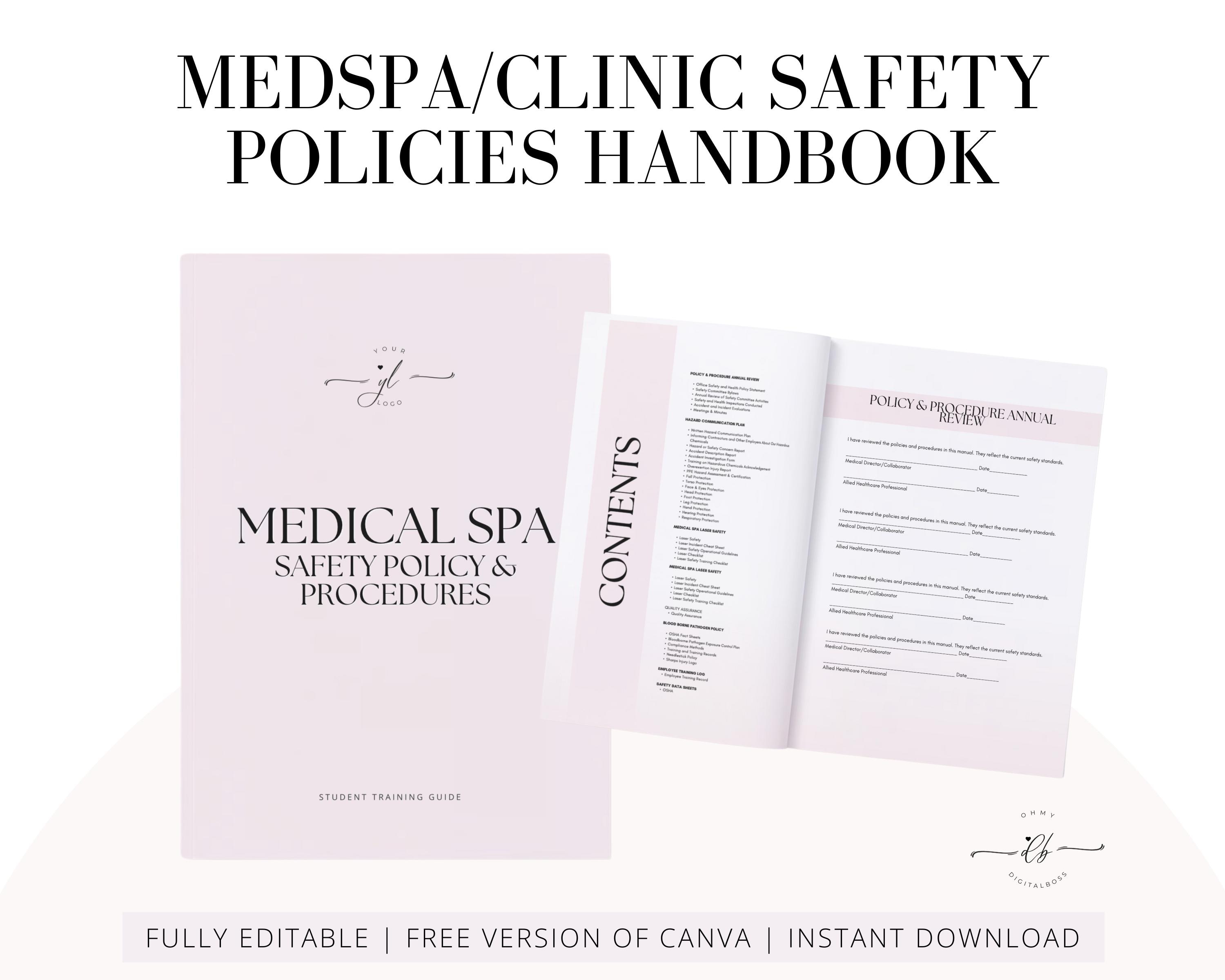 Medspa Clinic Policy Handbook, Aesthetic Injectables SOP (editable ...