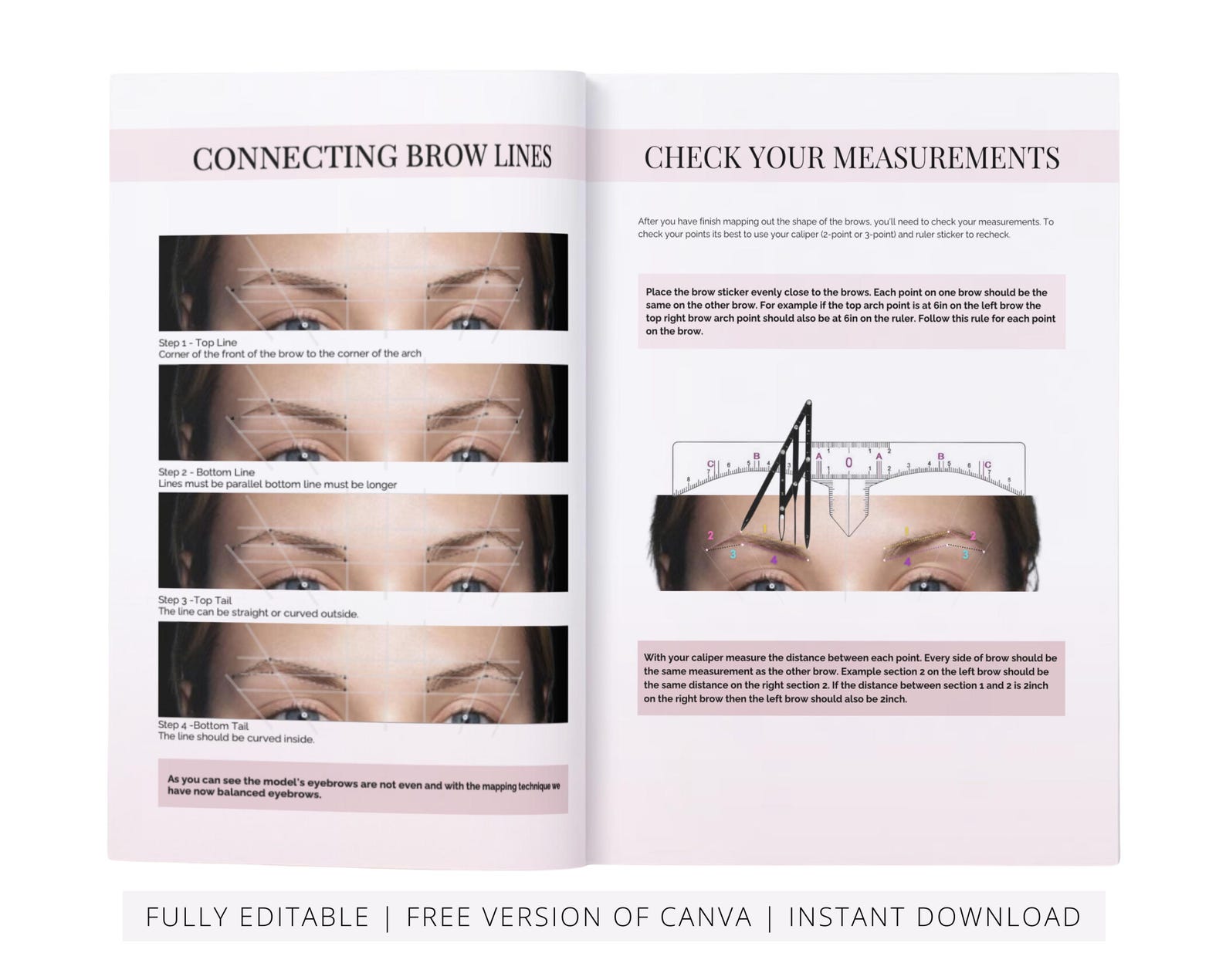Brow Mapping Editable Workbook, Eyebrow Training Guide (canva Template ...