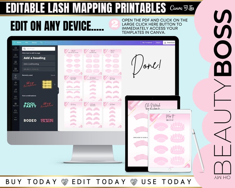 Lash Maps Editable & Printable Simple Lash Map Practice for - Etsy