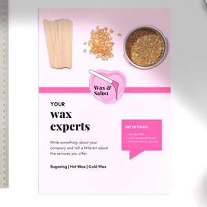 Waxing Salon Flyers, Waxing Price List, Esthetician, Wax Services ...