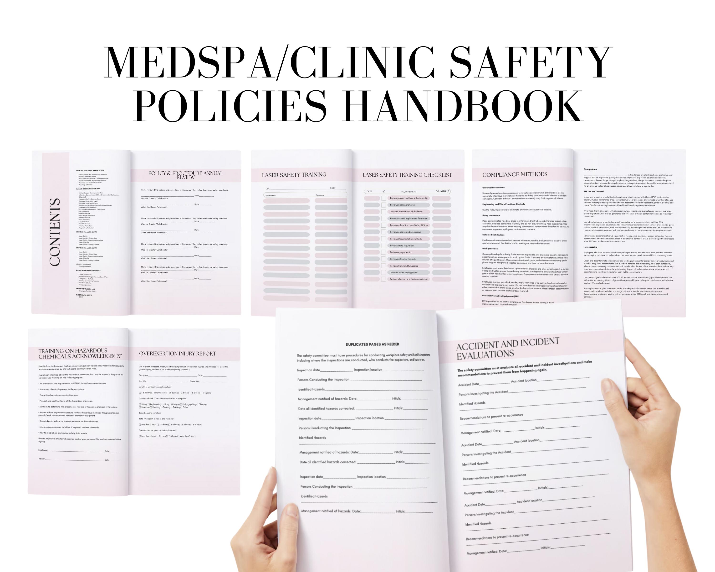 Medspa Clinic Policy Handbook, Aesthetic Injectables SOP (editable ...