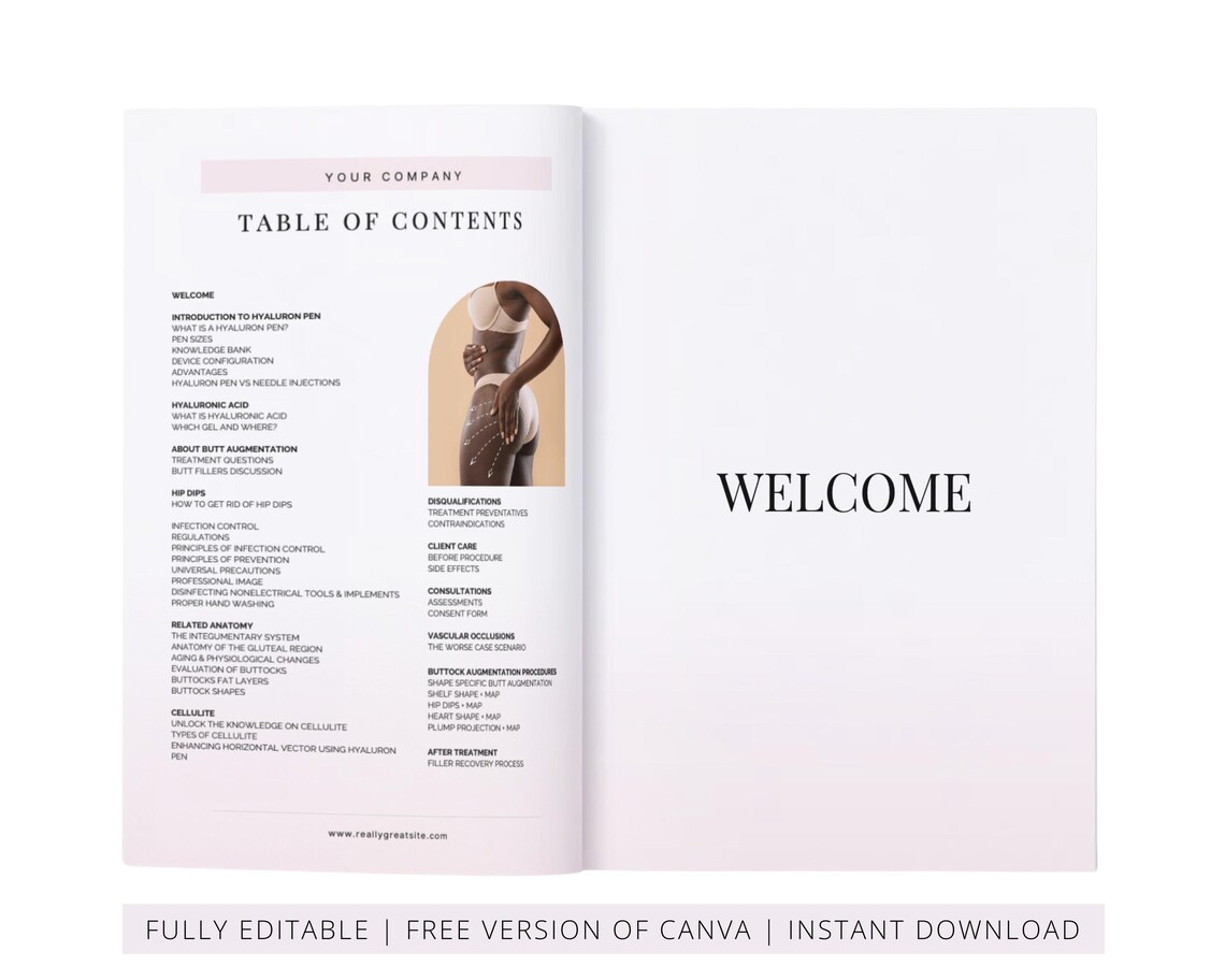 Hyaluron Pen Buttock Filler Training Manual, Canva Template (PDF) - Etsy