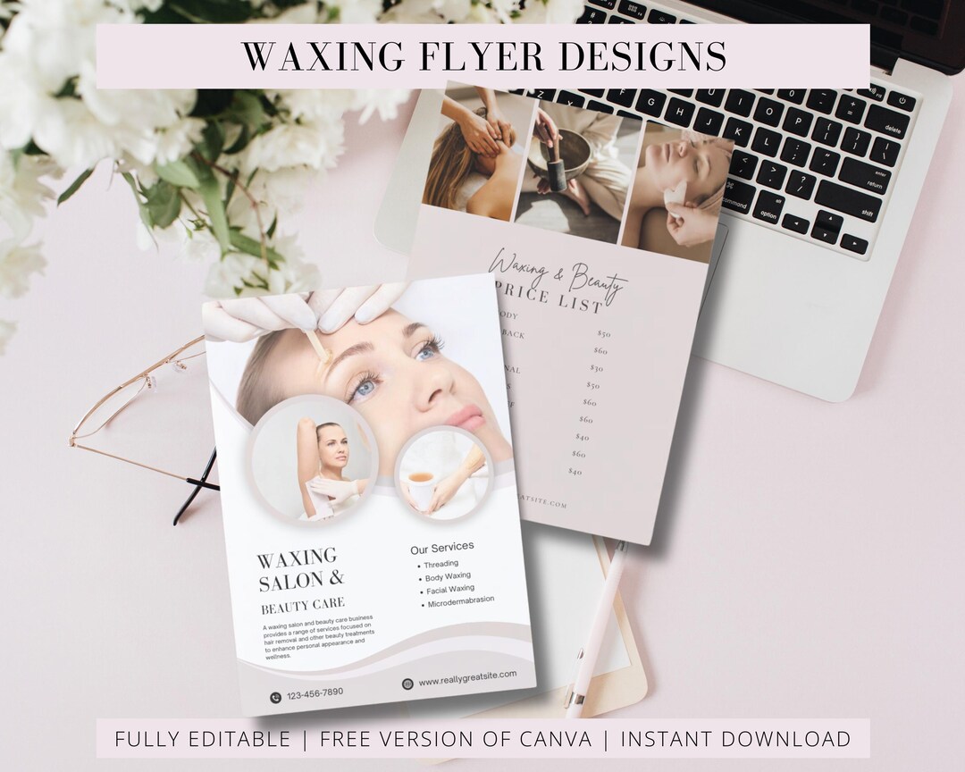Waxing Salon Flyers, Waxing Price List, Esthetician, Wax Services ...