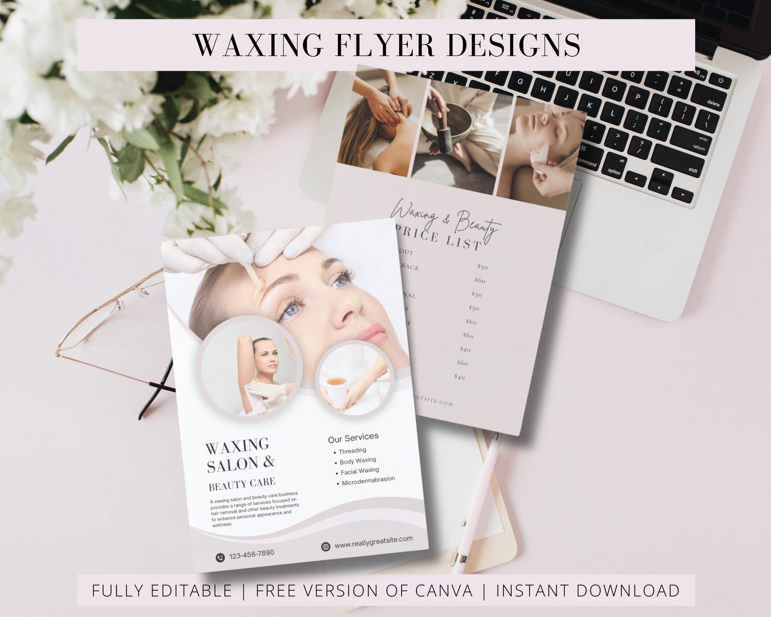 Waxing Salon Flyers, Waxing Price List, Esthetician, Wax Services ...