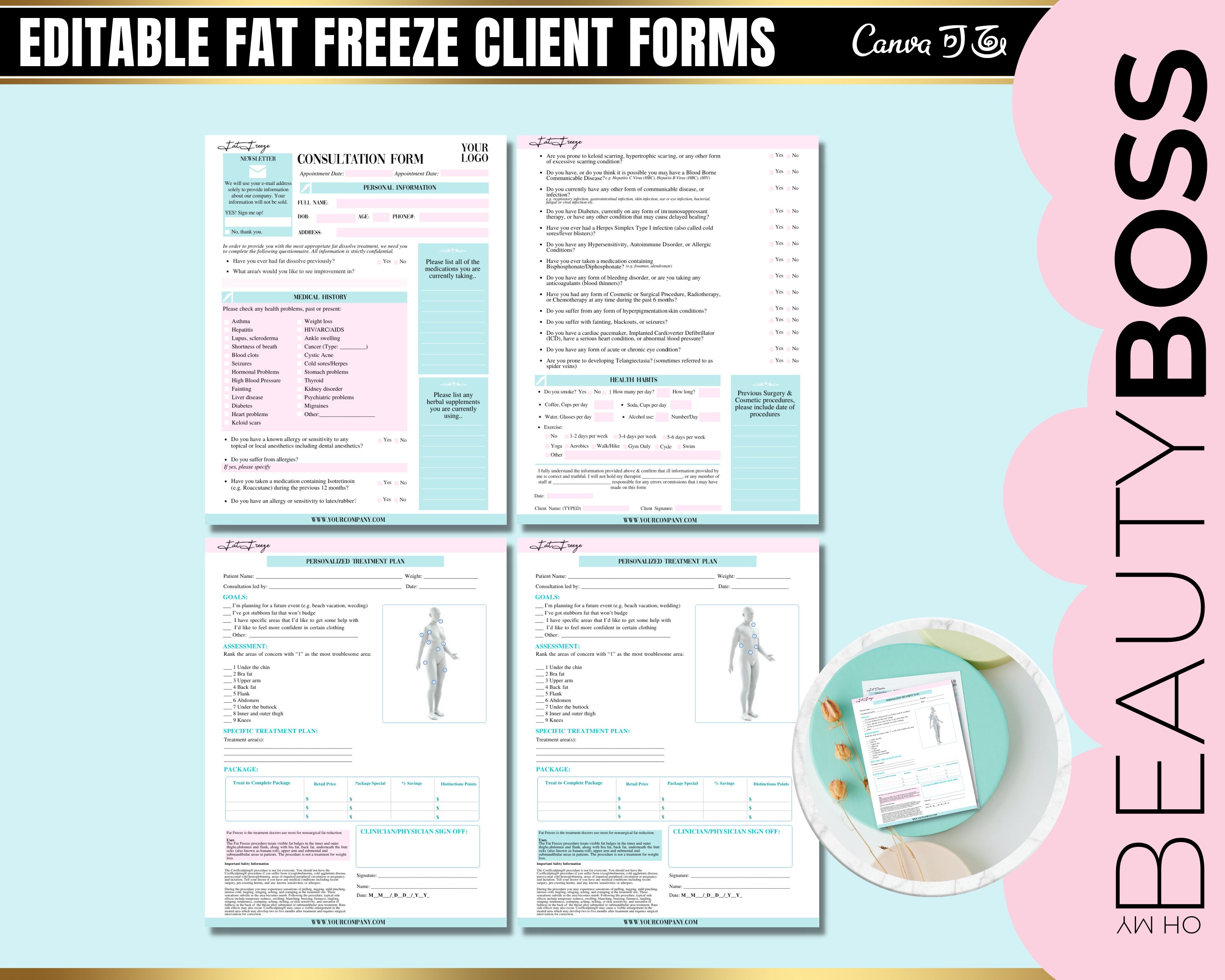 Fat Freeze Body Contouring Client Documents Fat Freeze - Etsy