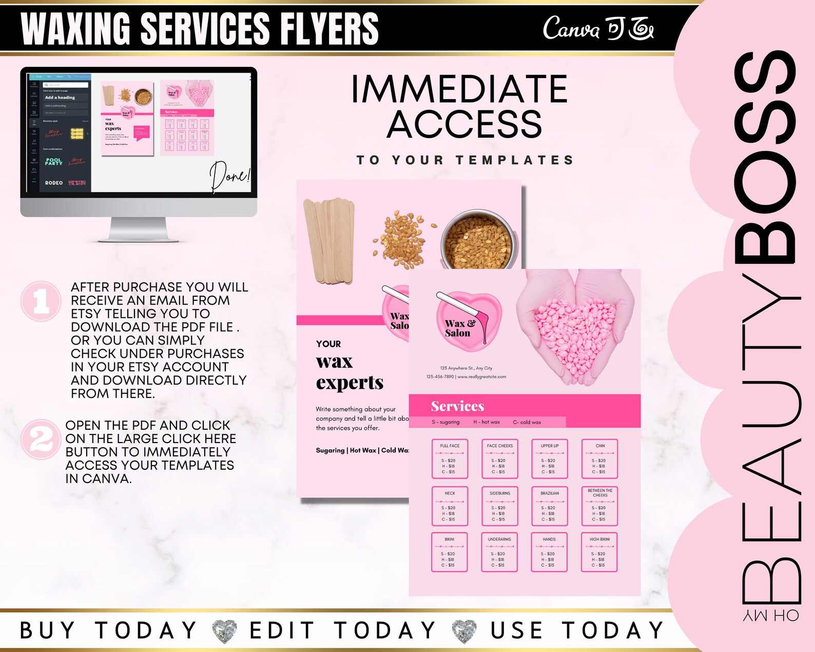 Waxing Salon Flyers, Waxing Price List, Esthetician, Wax Services ...