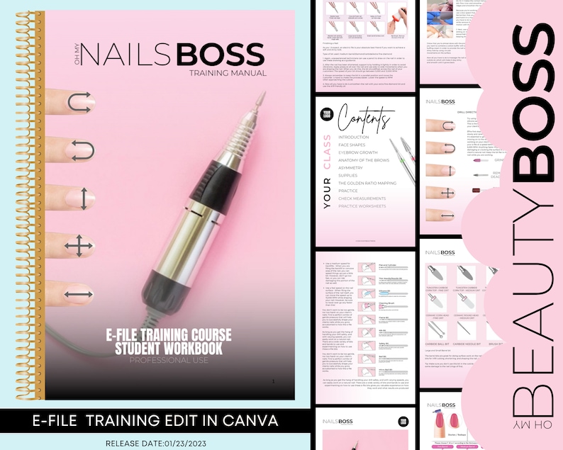 E-file Nails Training Manual, Manicure, Nails, Acrylic, Training Guide, Beauty Academy ...